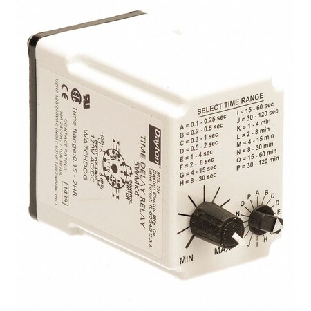 Dayton Time Delay Relay, 120VAC/DC, 10A, DPDT 5WMK4 | Zoro