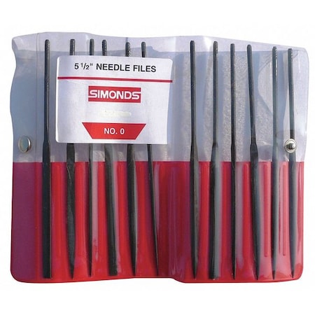 Simonds Needle File Set, Swiss, 5-1/2 In. L, Finish: Black Oxide ...