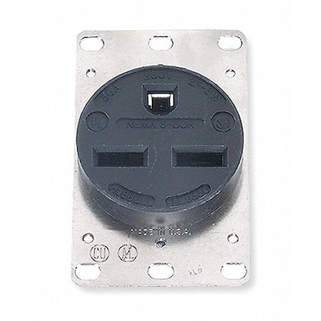 Hubbell HBL9330 30A Single Receptacle 250VAC 6-30R BK | Zoro.com