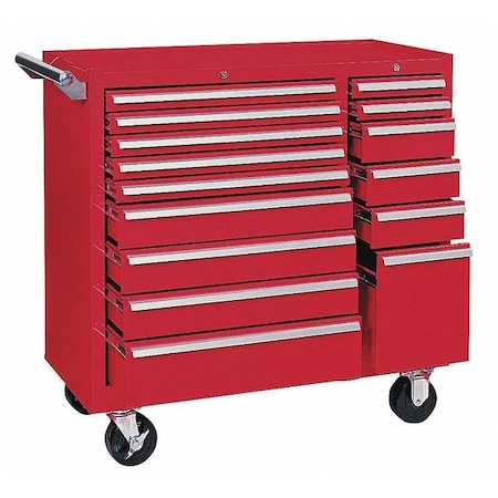 Kennedy Industrial, Heavy Duty Rolling Cabinet, 15 Drawer, Red, Steel ...