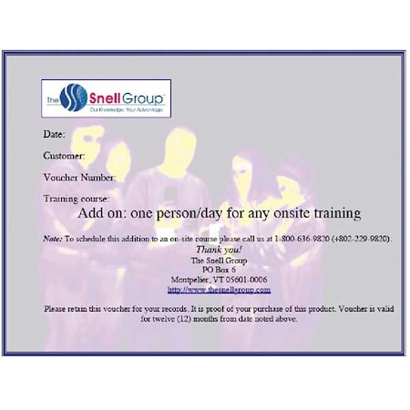 The Snell Group One Additional Person Day of Training SNELL-ST-ON-ADDL ...