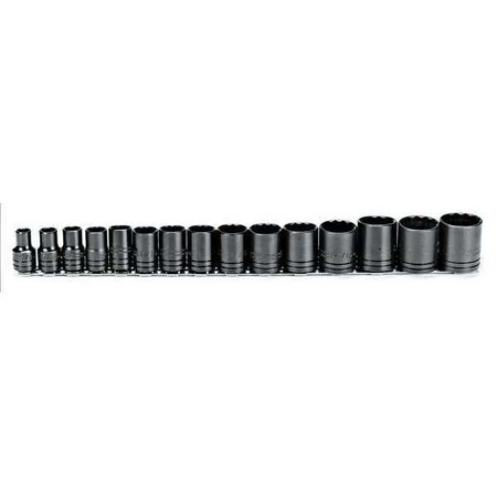 Proto 1/2" Drive Socket Set, SAE, 15 pcs J54302 | Zoro