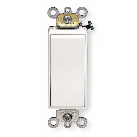 Leviton Wall Switch, 3-Way, 120/277V, 20A, Wht, Rockr 5623-2W | Zoro
