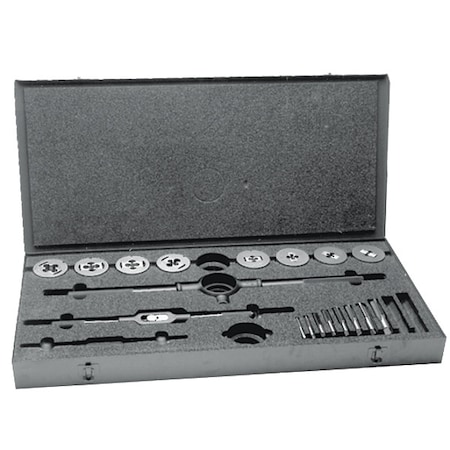Cle-Line 11PC HSS Plug Hand Tap and Carbon Round Adj Die Set 525 Cle ...