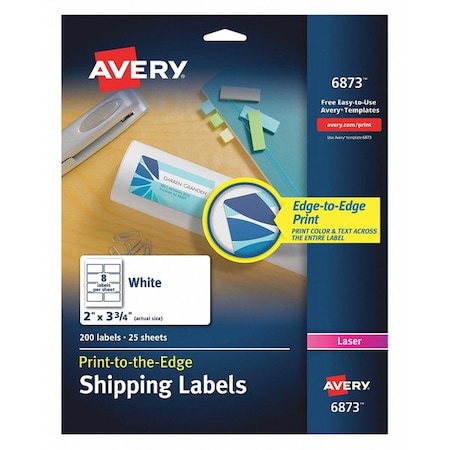 AVERY Laser Label Color Print 8Up,White,PK200 (6873) | Zoro