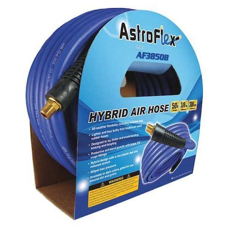 Astro Pneumatic 3/8" x 50 ft AstroFlex Hybrid Air Hose Blue AF3850B | Zoro