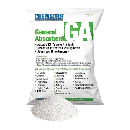 Chemsorb General Absorbent Fast Acting, 5Gal Bag SP30GA-L5B | Zoro