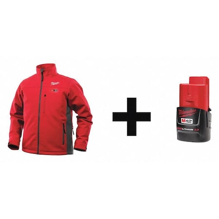 Milwaukee Tool Jacket, Mens, 2XL, Red, 48" Chest Size 201R-202X, 48-11 ...