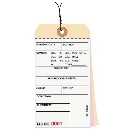 Partners Brand Inventory Tag, 6 1/4x3 1/8", PK500, 10 Point Cardstock ...