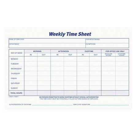Tops Weekly Time Sheets, 5.5x8.5, PK200 30071 | Zoro