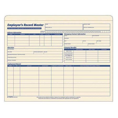 Tops Employee Record Master File Jacket, PK20 3280 | Zoro