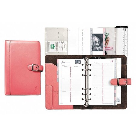 Day-Timer Organizer, Pink Ribbon, Leather, 3.75x6.75" D48437 | Zoro