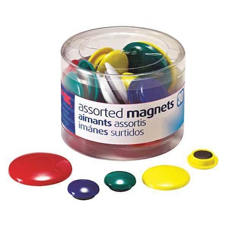 Officemate Magnet, Circle, Sizes/Colors, Assrtd, PK30 92500 | Zoro