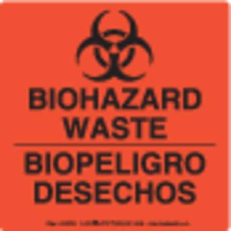Labelmaster Biohazard Label Bilingual, 6"x6", PK500 H-BBLWS | Zoro