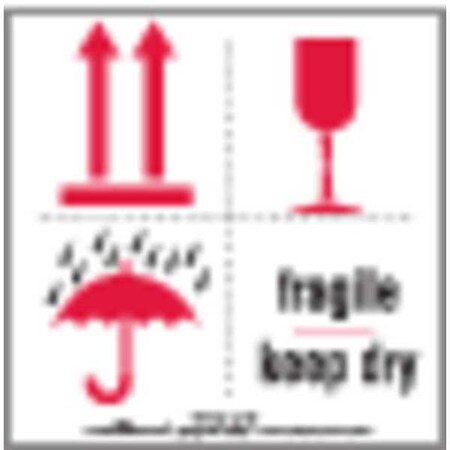 Labelmaster Fragile Keep Dry Label, Paper, 4"x4", Pk500 IL140 | Zoro