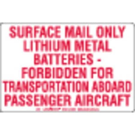 Labelmaster USPS Lithium Metal Battery, 4"x6", PK500 L540 | Zoro