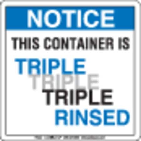 Labelmaster Triple Rinsed Container Labl, 6"x6", PK100 TR333 | Zoro