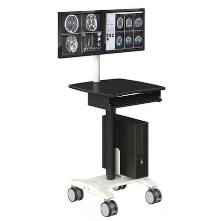 Afc Industries Dual Monitor Medical Cart, Black, 58" H PC800_2023_KB01 ...