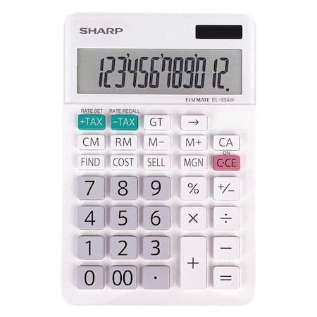Sharp Desktop Calculator, LCD, 12 Display Digits EL-334W | Zoro