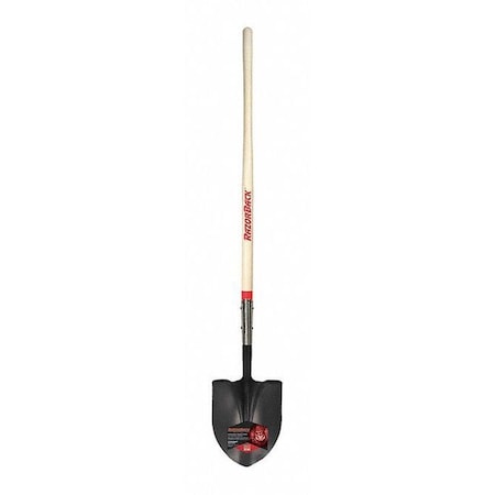 Razor-Back 14 Round Point Shovel, Steel Blade, 48" L Natural Hardwood ...