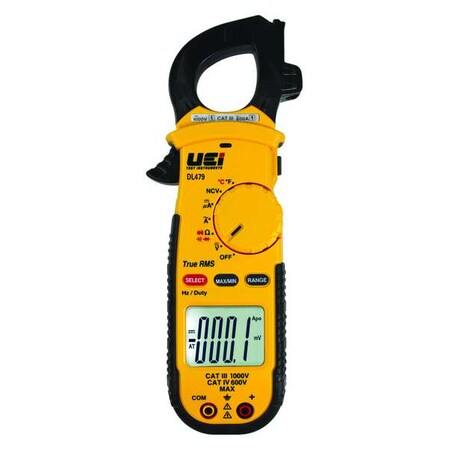 Uei Test Instruments Clamp Meter, Backlit LCD, 600 A, 1.3 in (33 mm ...
