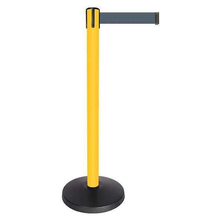 Queueway Barrier Post with Belt, Yellow, 10 ft Length, 40 in Post ...