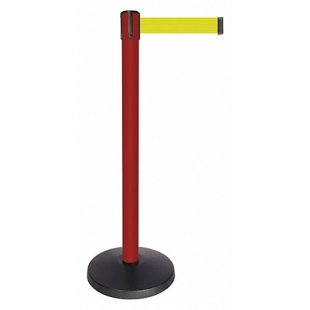 Queueway Barrier Post, Red Post, Fluor Yellow Belt QPLUS-21-F5 | Zoro