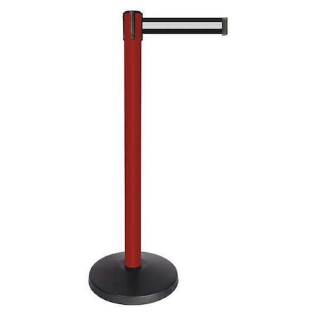 Queueway Barrier Post with Belt, Red, 10 ft Length, 40 in Post Height ...
