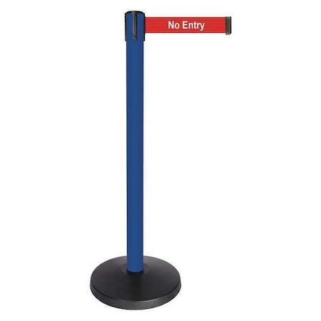Queueway Barrier Post with Belt, Blue, 10 ft Length, 40 in Post Height ...