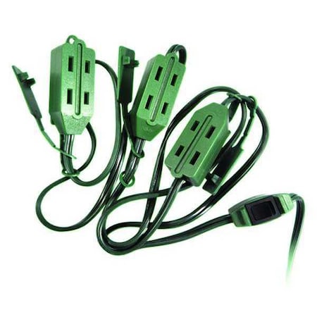 Zoro Select SPT-2 Indoor Extension Cord, 18 AWG 9 Outlets, 1-15R, Green ...