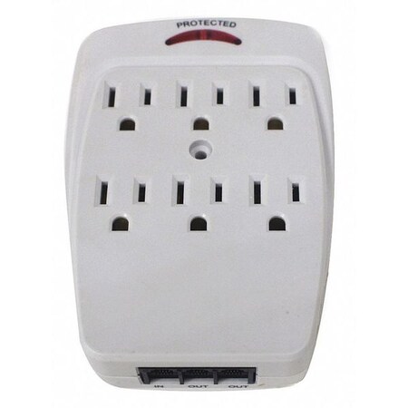 Power First Surge Protector Plug Adapter, 6 Outlet(s) 5-15P, White ...
