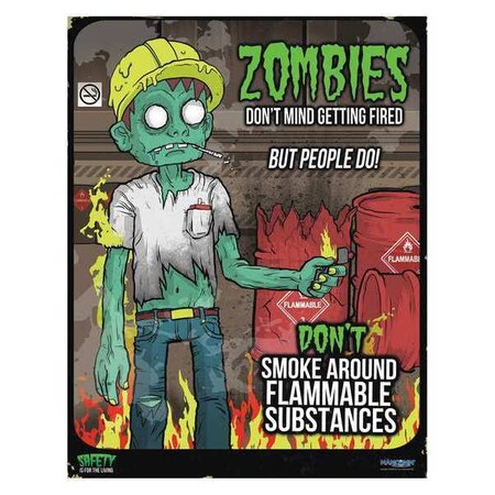 Mancomm Safety Poster, Zombies Get Fired, Paper, 16 in W, 12 in H 31P ...