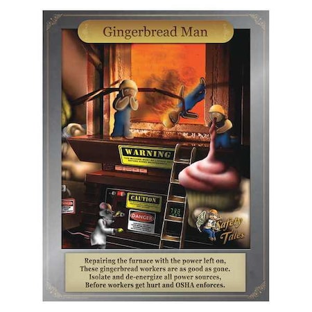 Mancomm Safety Poster, Gingerbread Man - Power Down Machines, Paper, 16 ...
