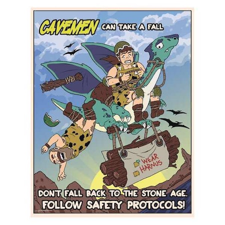 Mancomm Safety Poster, Caveman Fire Safety, Paper, 27 in W, 21 in H 31P ...