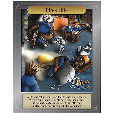 Mancomm Safety Poster, Pinocchio - Proper Lifting, Paper, 16 in W, 12 ...