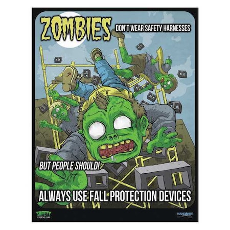 Mancomm Safety Poster, Zombie Scaffold Safety, Paper, 27 in W, 21 in H ...