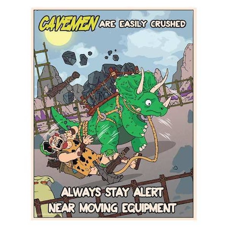 Mancomm Safety Poster, Caveman Proper Moving, Paper, 16 in W, 12 in H ...