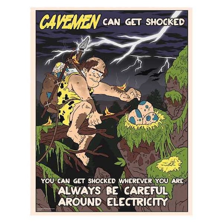 Mancomm Safety Poster, Caveman Signs, Paper, 27 in W, 21 in H 31P-615 ...
