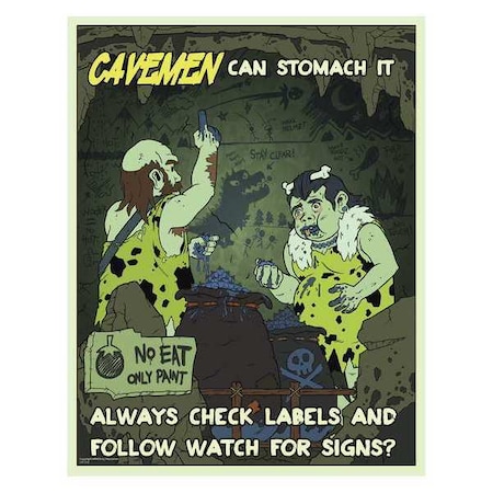 Mancomm Safety Poster, Caveman Signs, Paper, 16 in W, 12 in H 31P-616 ...