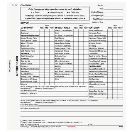 Jj Keller 5715 $4.09 NY Motor Coach Vehicle Inspection Report | Zoro.com