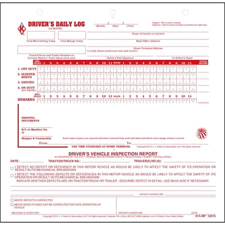Jj Keller Midsize Drivers Logbook, Driver's Daily Log Book, Carbonless ...