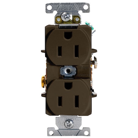 Leviton Straight Blade Receptacle, 5-15R, 15 A, 125V AC, 2 Pole, 3 Wire ...