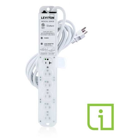 Leviton Outlet Strip, 6 -Outlet 5-20P, 15 ft., White 53C6M-2N5 | Zoro