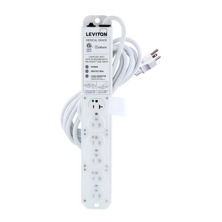 Leviton Outlet Strip, Surge, Rack Mounted, 6 5-20R, 5-20P, 15 ft ...