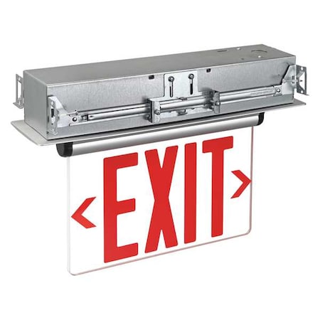 Lumapro Exit Sign, Silver, 1 Face(s), LED, Recess Mount, Nickel Cadmium ...