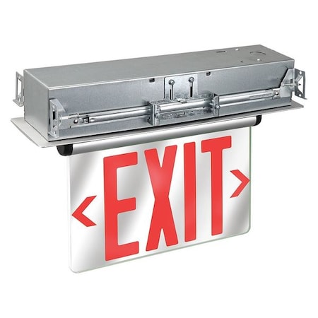 Lumapro Exit Sign, Silver, 2 Face(s), LED, Recess Mount, Nickel Cadmium ...