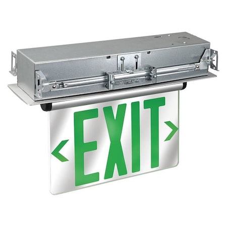 Lumapro Exit Sign, Silver, 2 Face(s), LED, Recess Mount, Nickel Cadmium ...