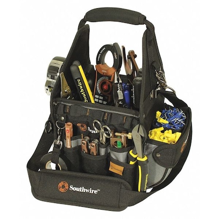 Southwire Tool Bag, Black, Aluminum and Plastic, 17 Pockets BAGTOTE8 | Zoro