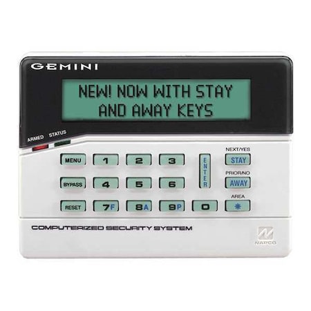 Napco Wireless Intrusion Keypad, 5-7/8" W, LED GEM-K1CA | Zoro