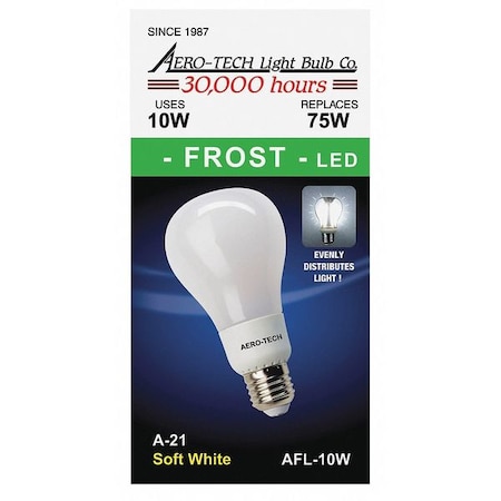 Aero-Tech LED Lamp, A21 Bulb Shape, 10.0W, 1100 lm AFL-10W | Zoro